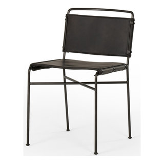 Wharton Distressed Black Dining Chair Set Of 2 - Industrial - Dining ...