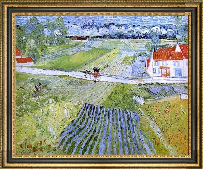Vincent Van Gogh Landscape With Carriage and Train Framed Canvas Print ...