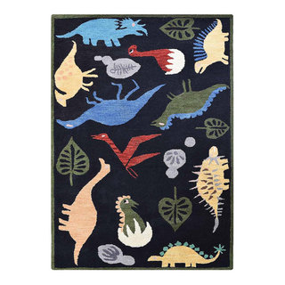 Hand Tufted Wool Area Rug Kids Black, [Rectangle] 5'x8' - Contemporary ...