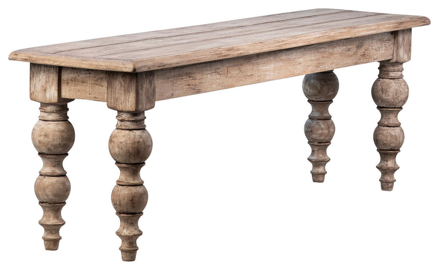 Ball Leg Salvaged Pine Bench - French Country - Accent And Storage ...