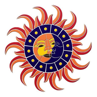 Sun & Moon Medallion 2 Ceramic Swimming Pool Mosaic, 60"x60 ...