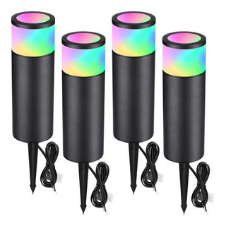 4 Pack 4.5W LED Low Voltage Pathway Light, RGBW Color Changing Light ...