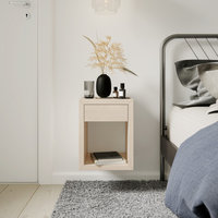 Floating Nightstand Cubic Hugo with Drawer small, White Birch ...