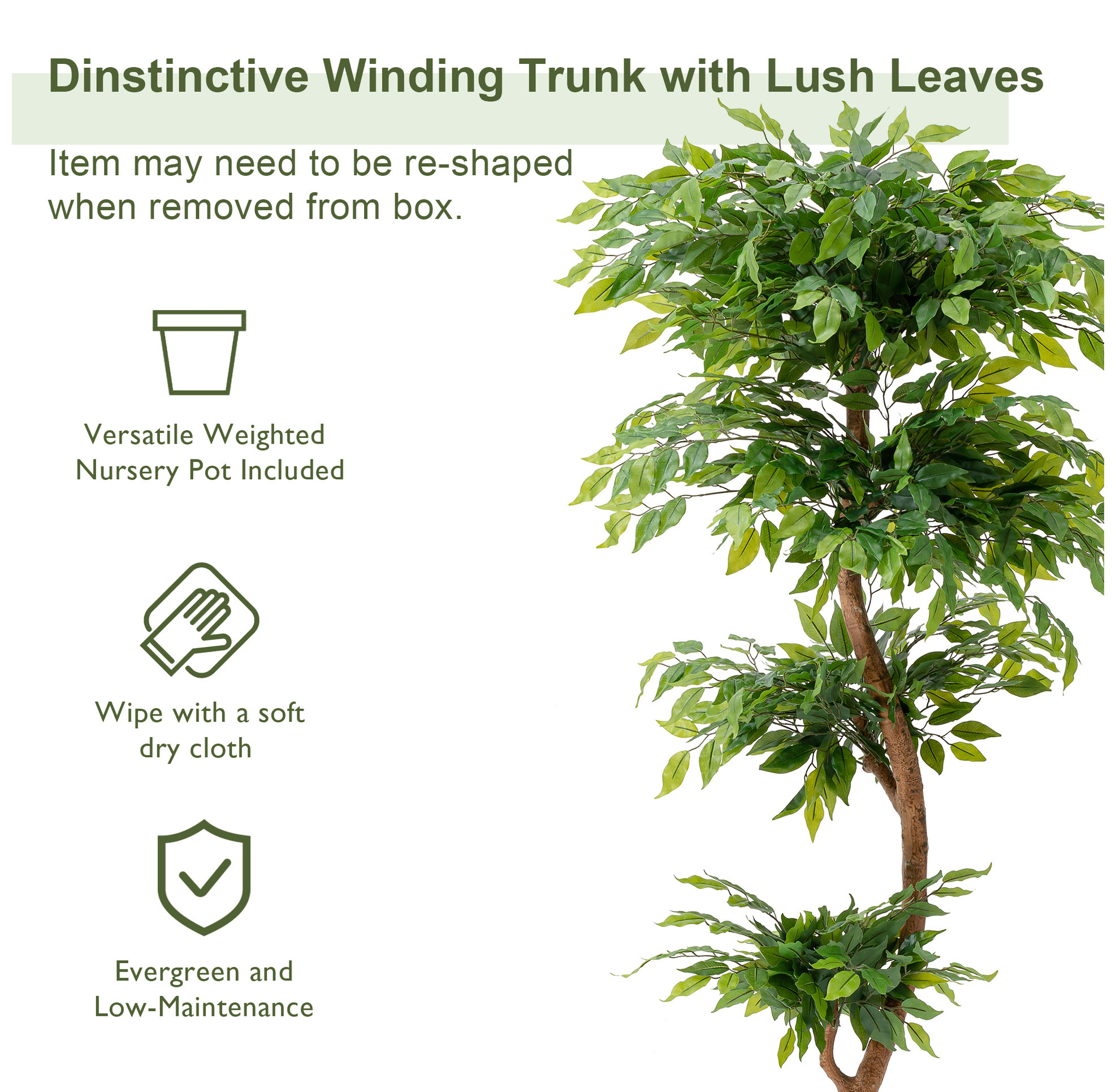 5' Creative Shaped Faux Ficus Tree in Pot - Traditional - Artificial ...