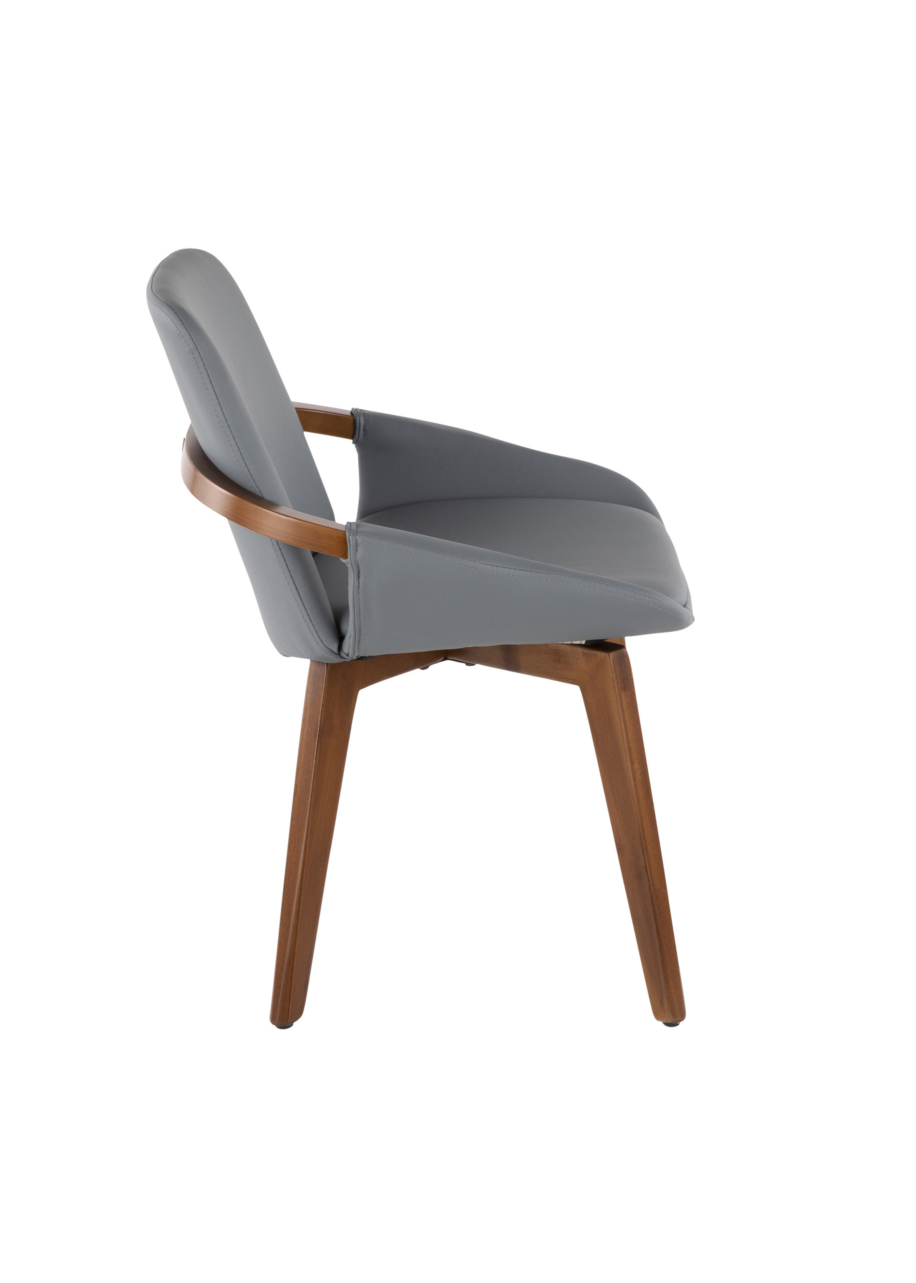 Lumisource Cosmo Chair, Walnut and Gray PU Leather - Contemporary ...