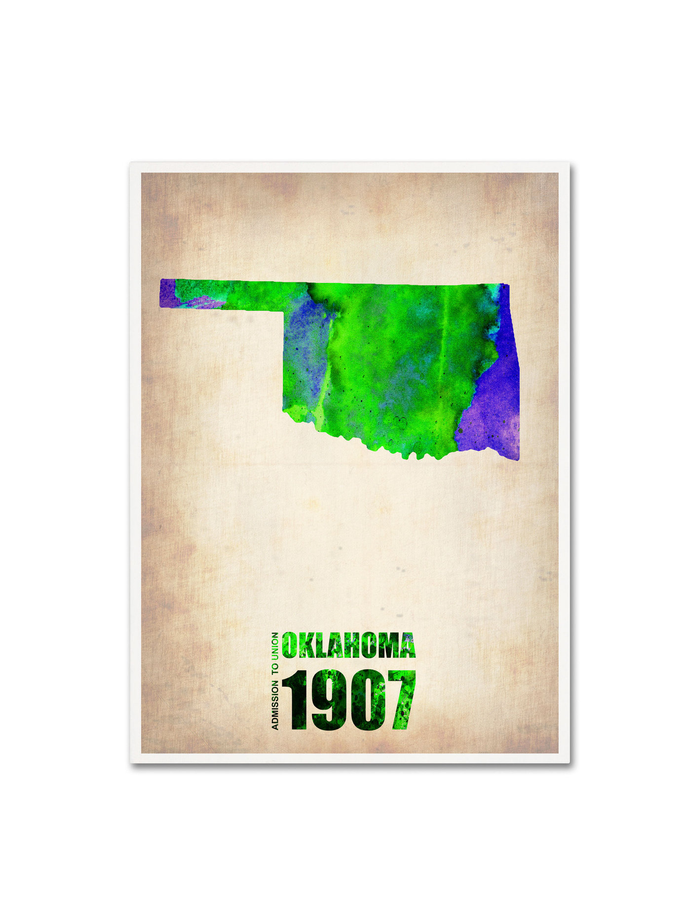 'Oklahoma Watercolor Map' Canvas Art by Naxart, 24" x 32 ...