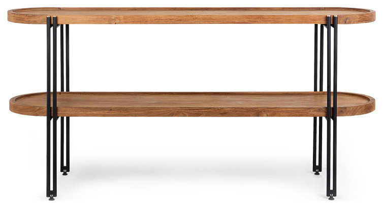 Oval Wooden Side Table With Undershelf | dBodhi Coco, 17"w X 63"d X 31 ...