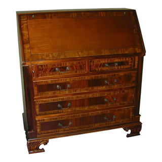 Desk Georgian Style Mahogany, Hand Tooled Leather, Banded Inlay ...