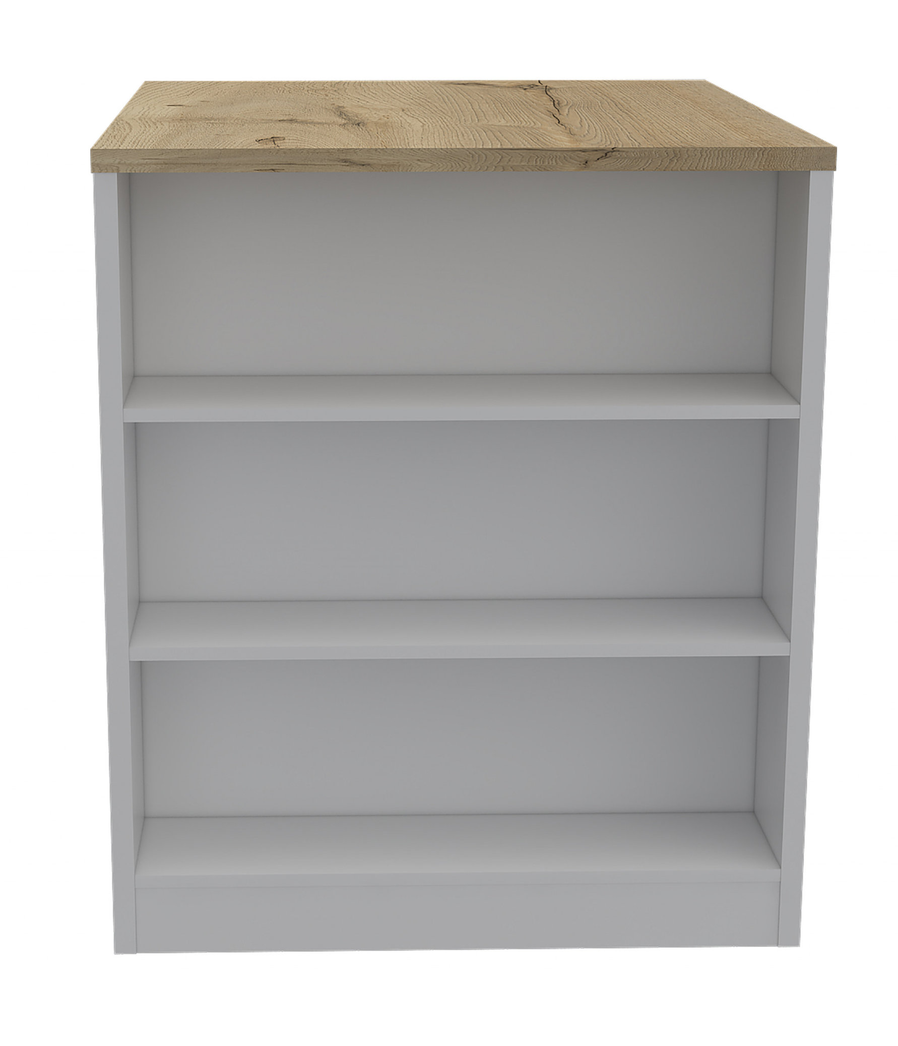 White and Natural 36" Kitchen Island With Storage - Transitional ...