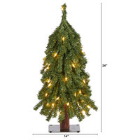 2' Grand Alpine Faux Xmas Tree W/35 Lights & Bendable Branches W ...