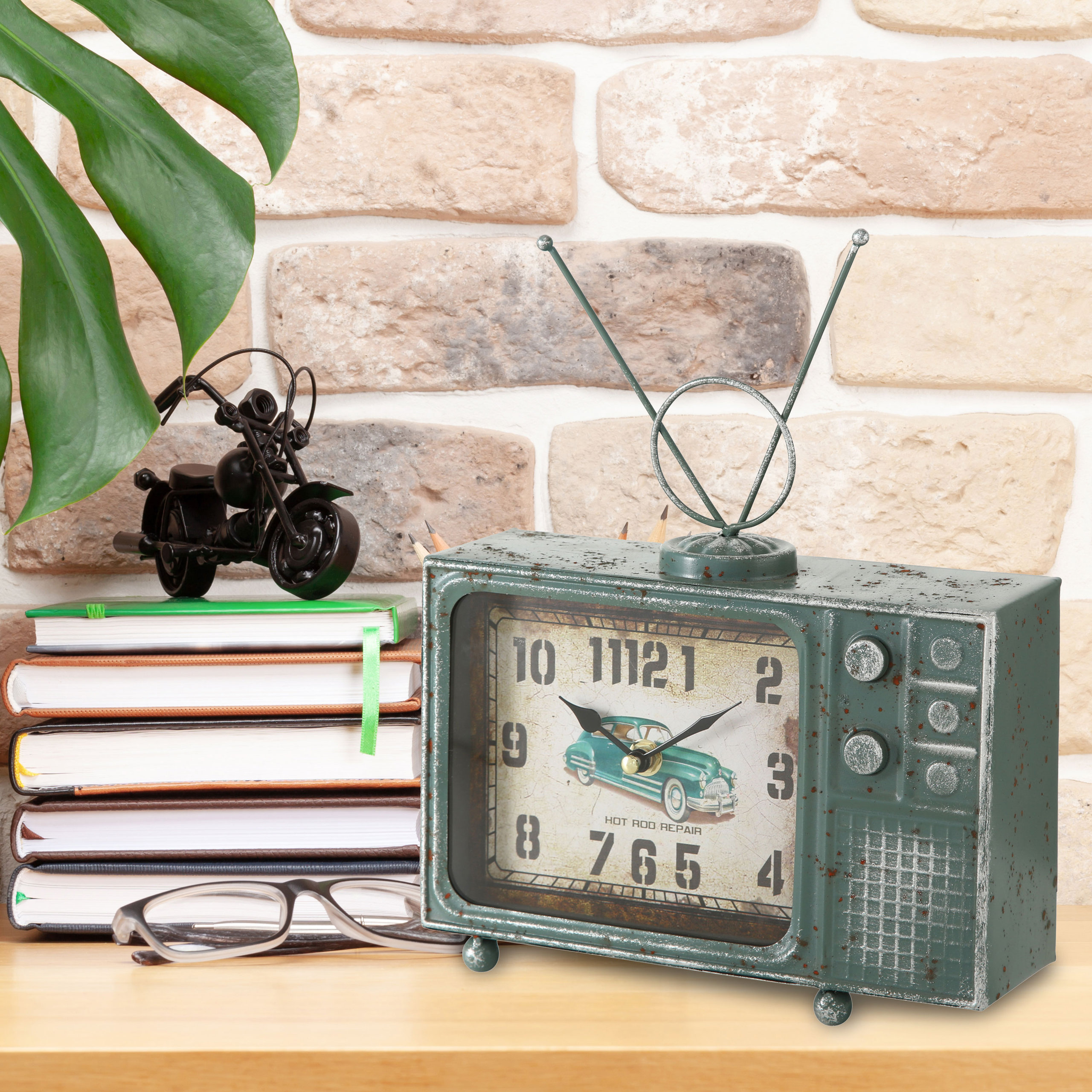 Faux TV Clock, 11.5 Inches - Industrial - Desk And Mantel Clocks - by ...