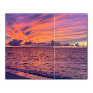 Sunset Ceramic Tile Wall Mural HZ500961, 30" Wide x 24" High - Beach ...
