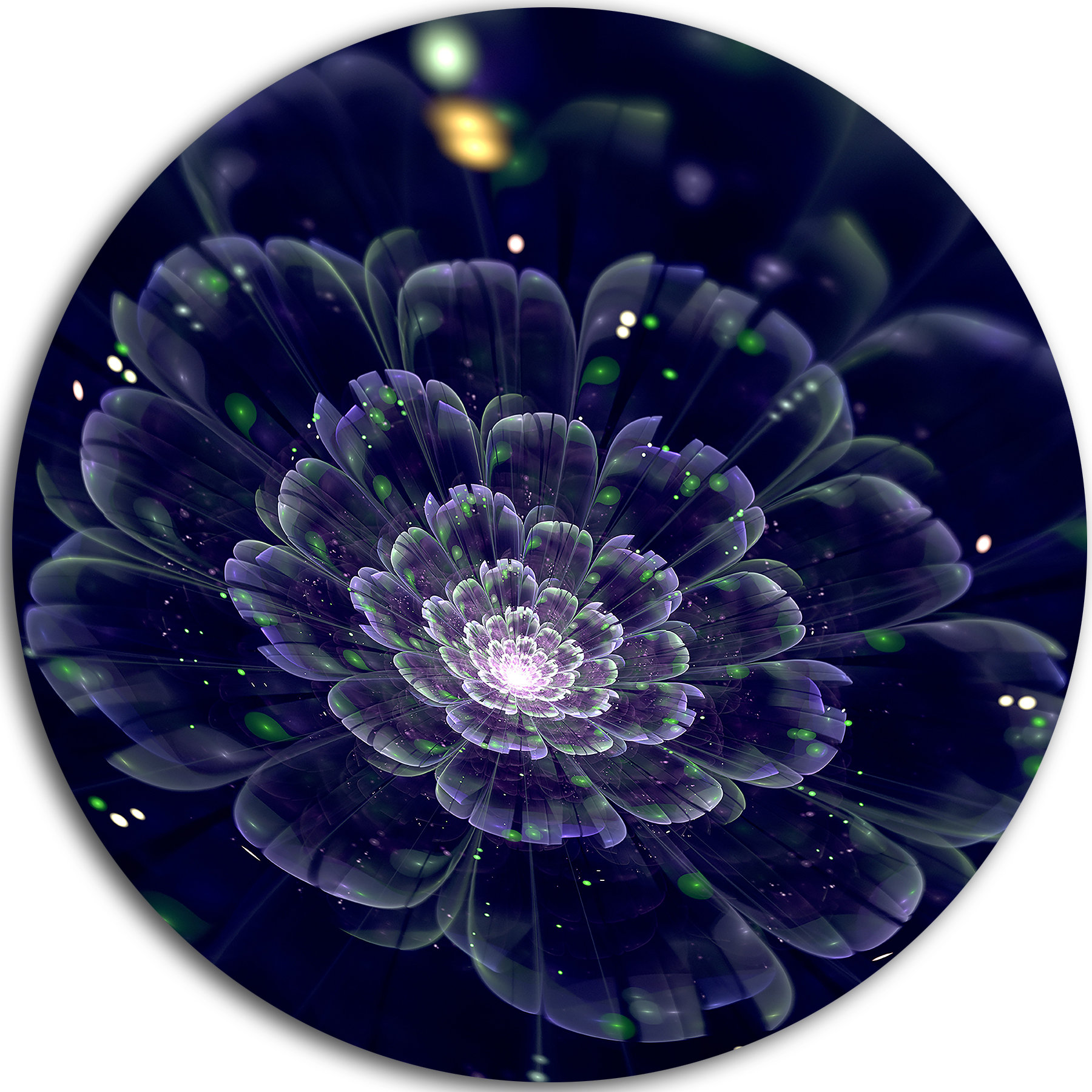 Dark Blue Fractal Flower Digital Art, Floral Disc Metal Artwork, Disc ...