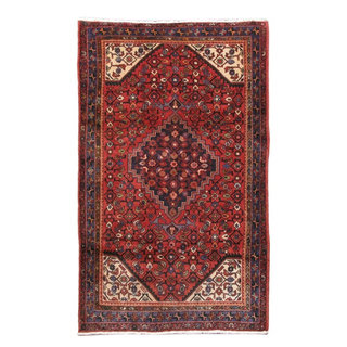 Consigned, Persian 4 x 7 Area Rug, Hamadan Hand-Knotted Wool Rug, 4' x ...