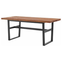 Industrial Farmhouse Dining Table, Metal Base With Large Cedar Top ...