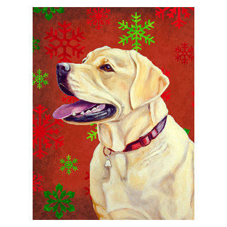 Labrador Red Green Snowflake Holiday Christmas Flag Canvas - Flags And ...