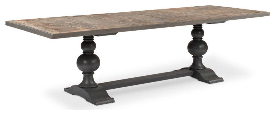 108" Gray Rectangular Trestle Dining Table for 8 People - Traditional ...