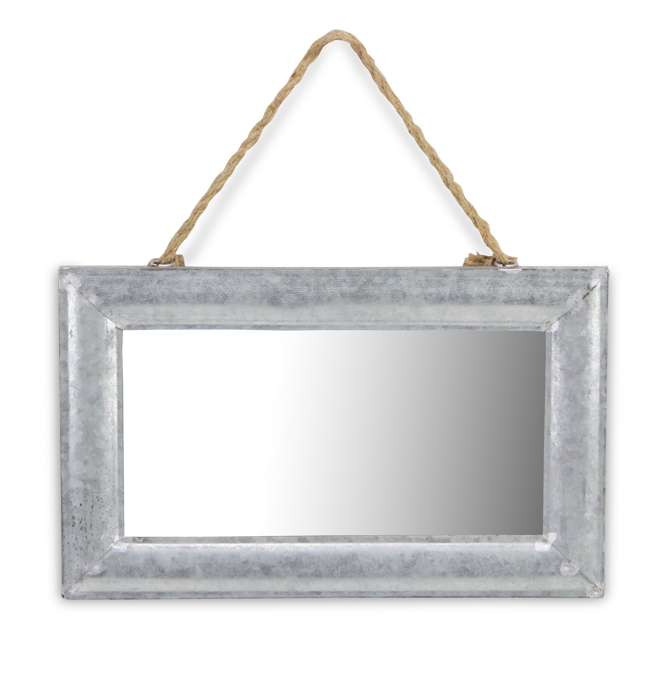 Rustic Hanging Mirror with Galvanized Frame - Farmhouse - Wall Mirrors ...