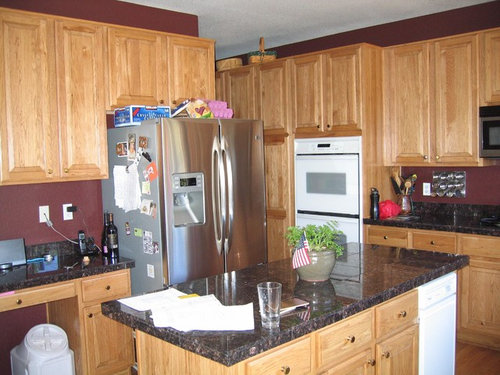 Complete kitchen remodel using existing cabinets