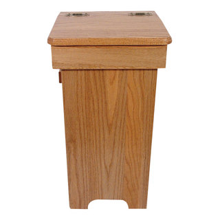 Amish Made Oak Hinge-Top Trash Can - Transitional - Trash Cans - by ...