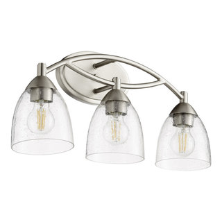 Quorum Barkley 3-Light 10" Bathroom Vanity Light in Satin Nickel with ...