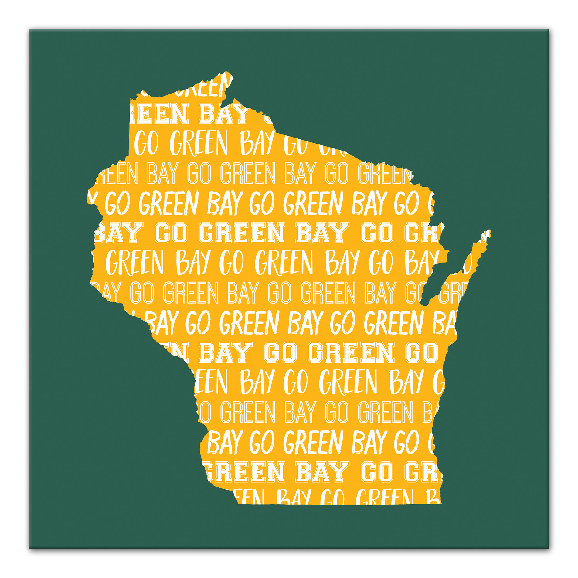 Green Wisconsin Go Team 16x16 Canvas Wall Art, 16x1.25x16 ...