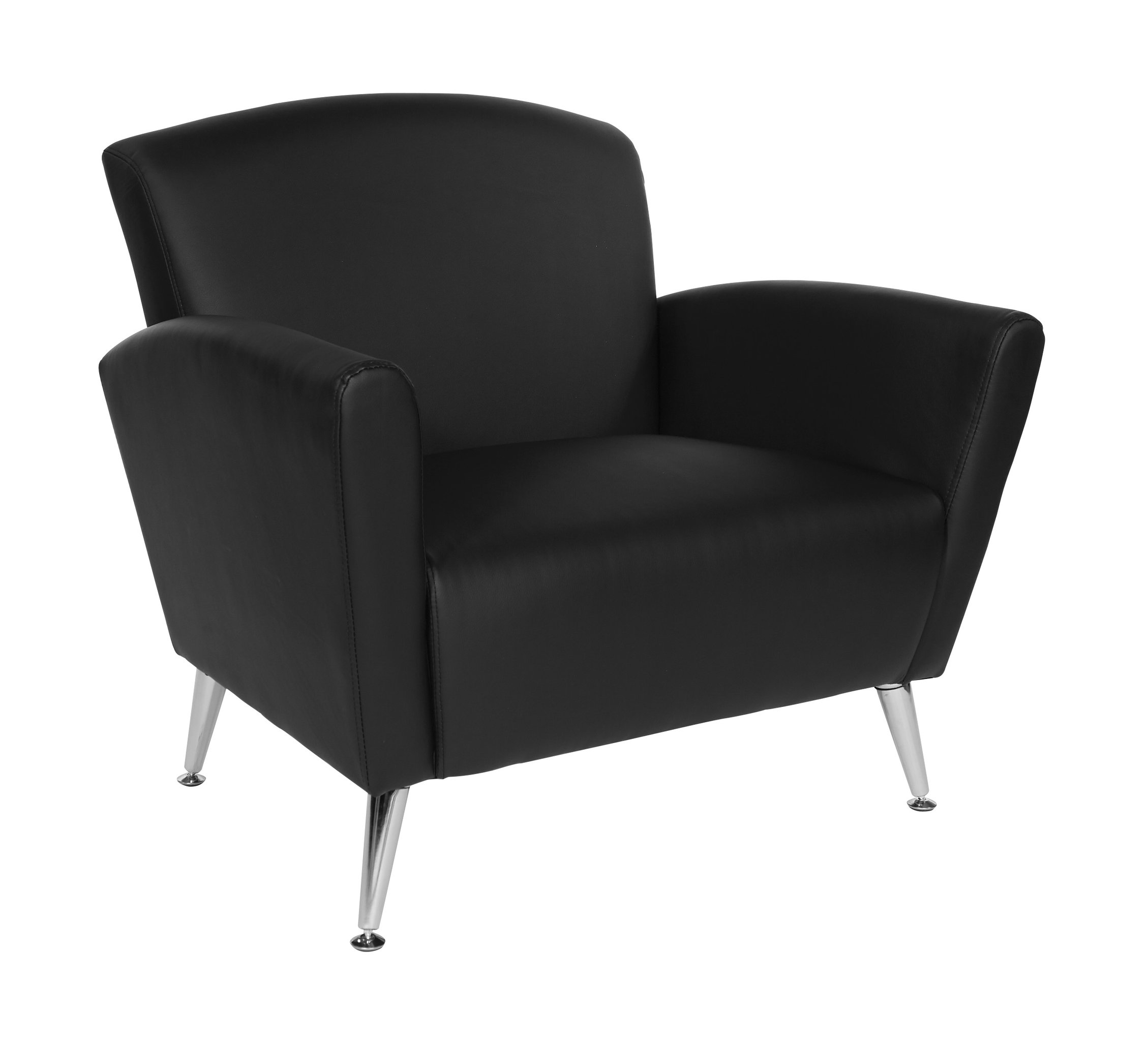 Club Chair, Bonded Leather With Chrome Legs - Midcentury - Armchairs ...