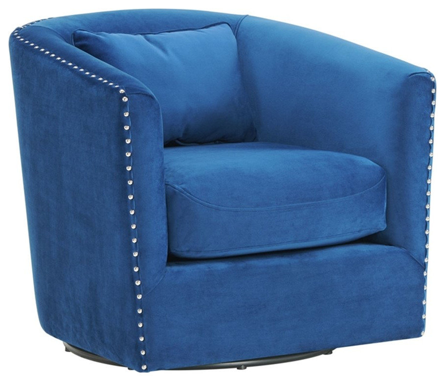 Maklaine Modern styled Wooden Swivel Accent Chair in Cobalt Finish ...