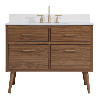 Bella Bathroom Vanity With Backsplash, 42 - Midcentury - Bathroom ...