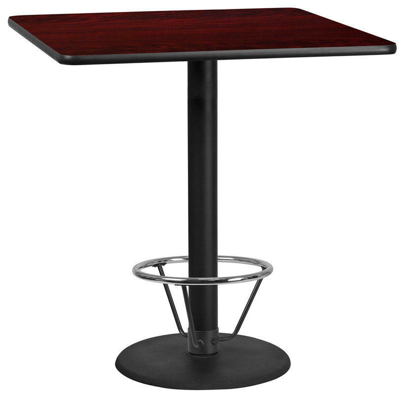 42'' Square Mahogany Laminate Table Top With Bar Height Table Base, 42 ...