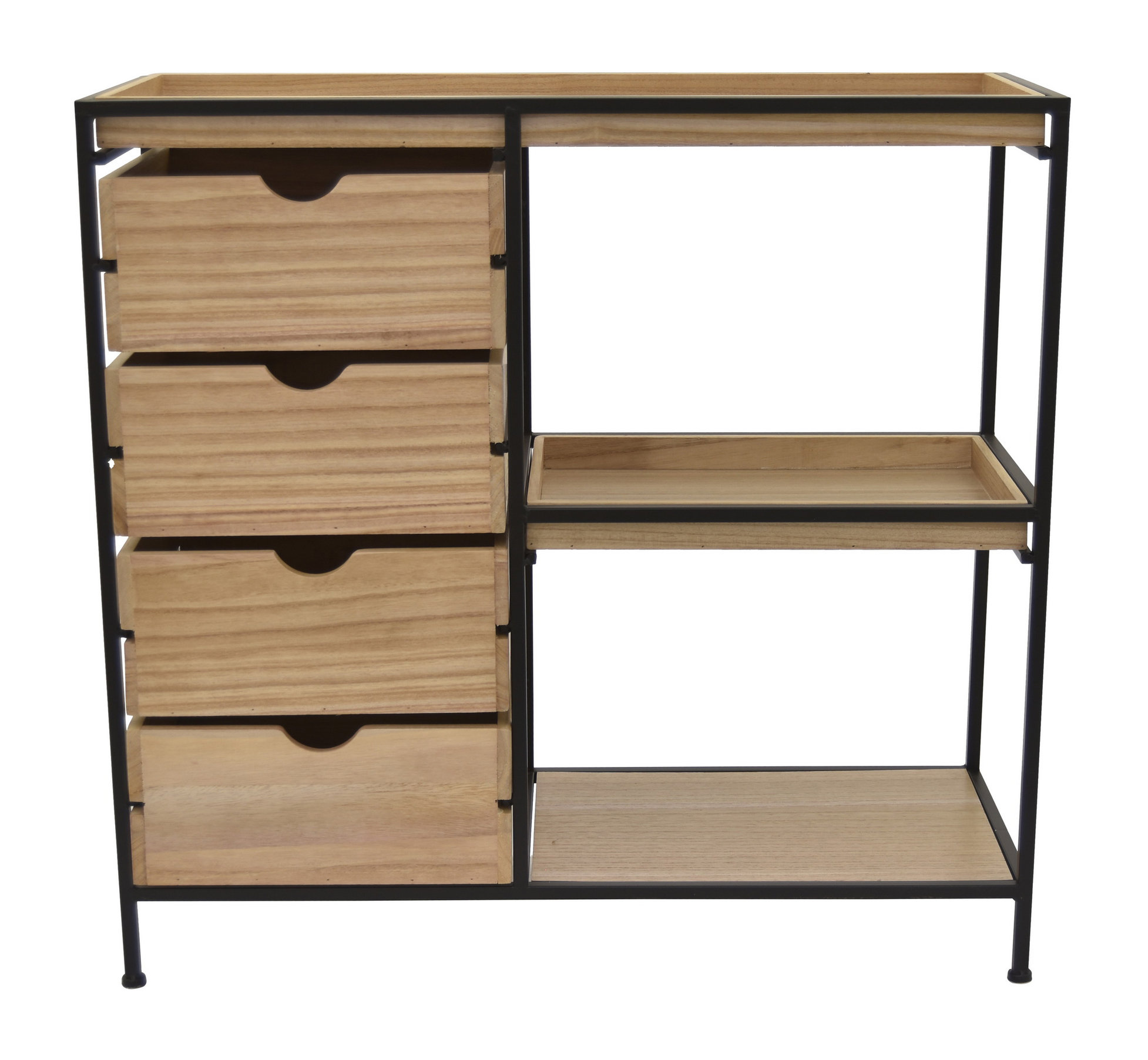 Plutus Brands Storage Unit 4 Drawers + 3 Shelves Black Metal - Industrial - Accent Chests And ...