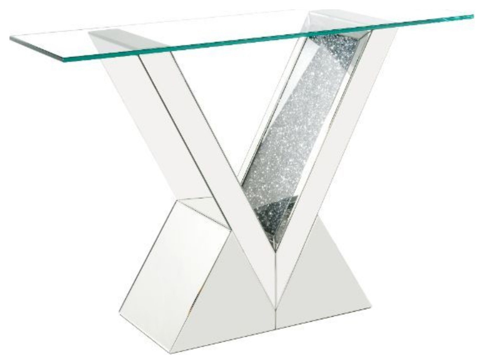 Console Table, Clear Glass, Mirrored and Faux Diamonds - Contemporary ...