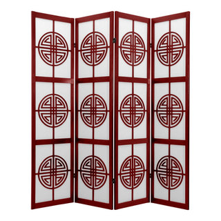 Classic Room Divider, Rice Paper Panels & Asian Lattice Symbol - Asian ...