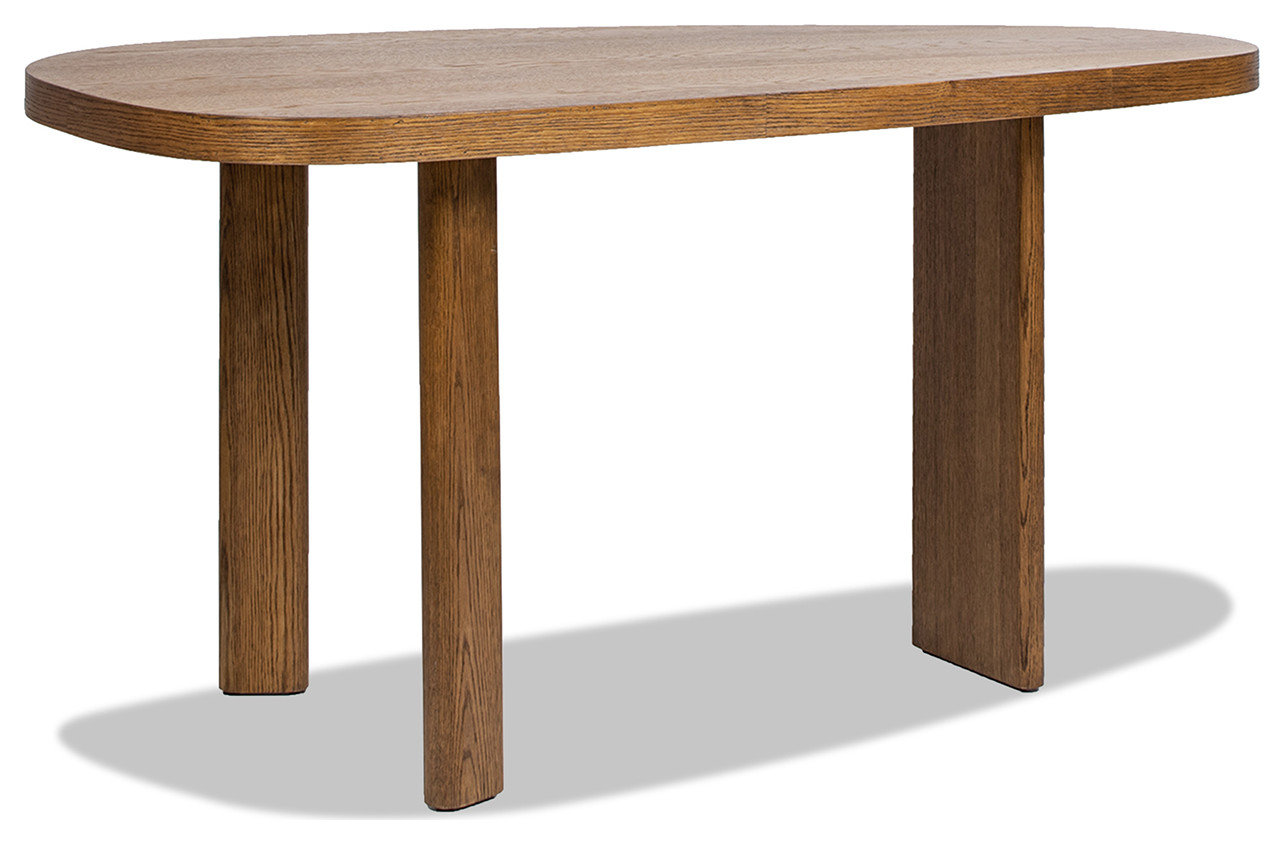 Melvin 60" Oak Wood Oblong Console Table, Cafe Brown - Transitional ...
