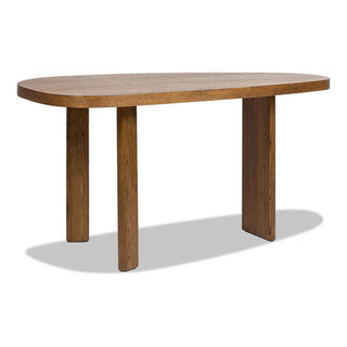 Melvin 60" Oak Wood Oblong Console Table, Cafe Brown - Transitional ...