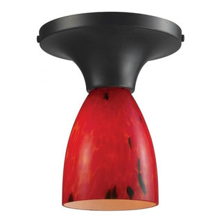 Elk Lighting Celina 1 Light Semi Flush in Dark Rust and Autumn Glass ...