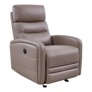 Tristan Contemporary Recliner in Greige Genuine Leather - Contemporary ...