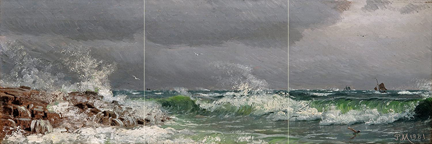 Tile Mural Seascape waves sea cliff gulls Backsplash, 12" Ceramic Matte ...