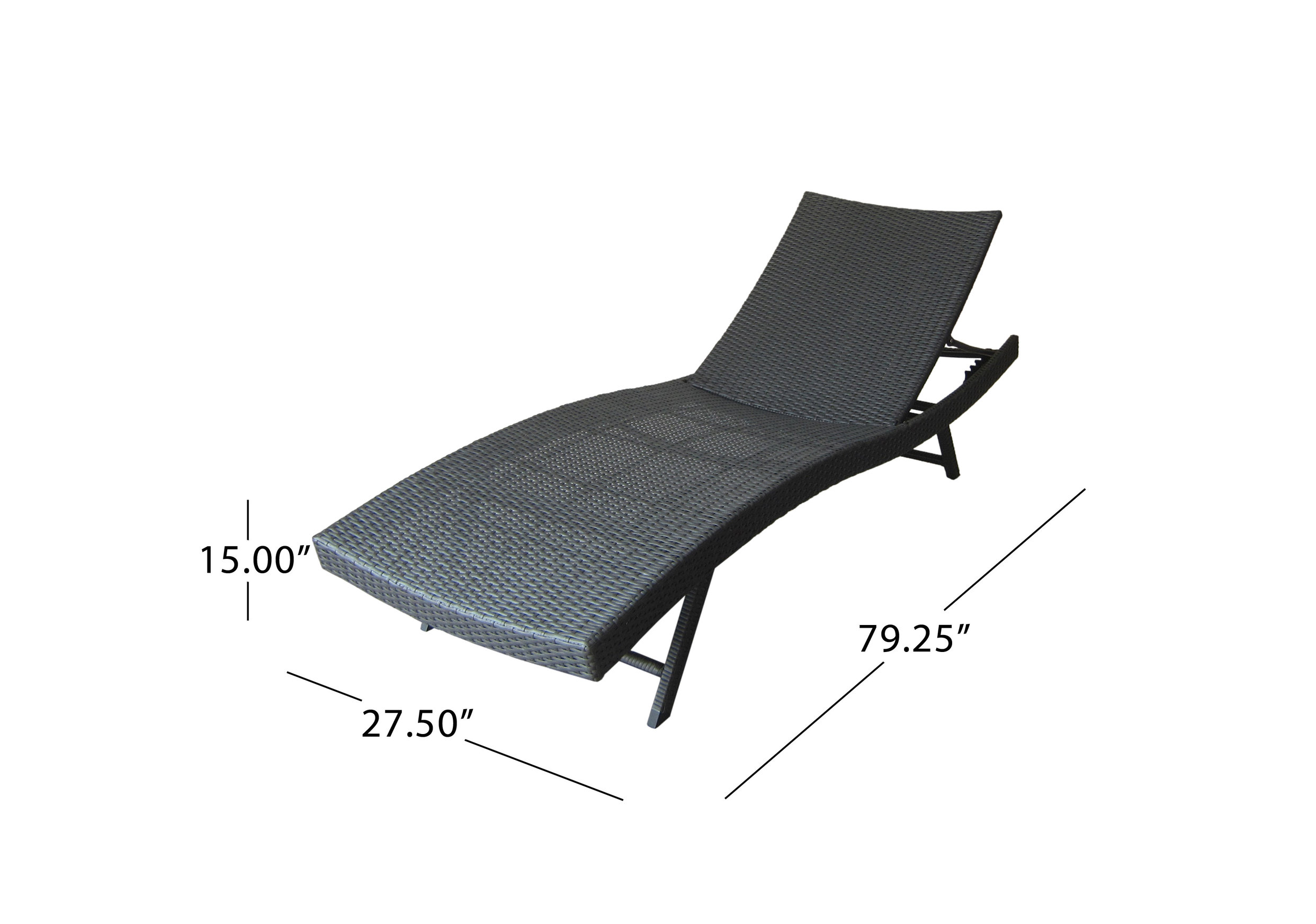 GDF Studio Arthur Outdoor Wicker Chaise Lounge, Gray - Tropical ...