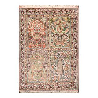 2'1''x3'1'' Hand Knotted Silk 350 KPSI Area Rug, Antique Rose Color ...