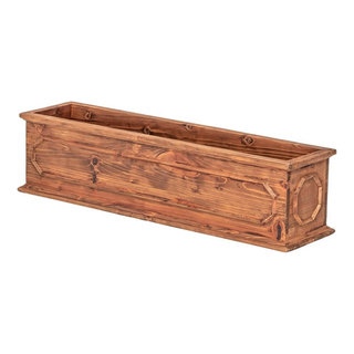 Leisure Season Hamilton Rectangular Wood Planter in Medium Brown ...