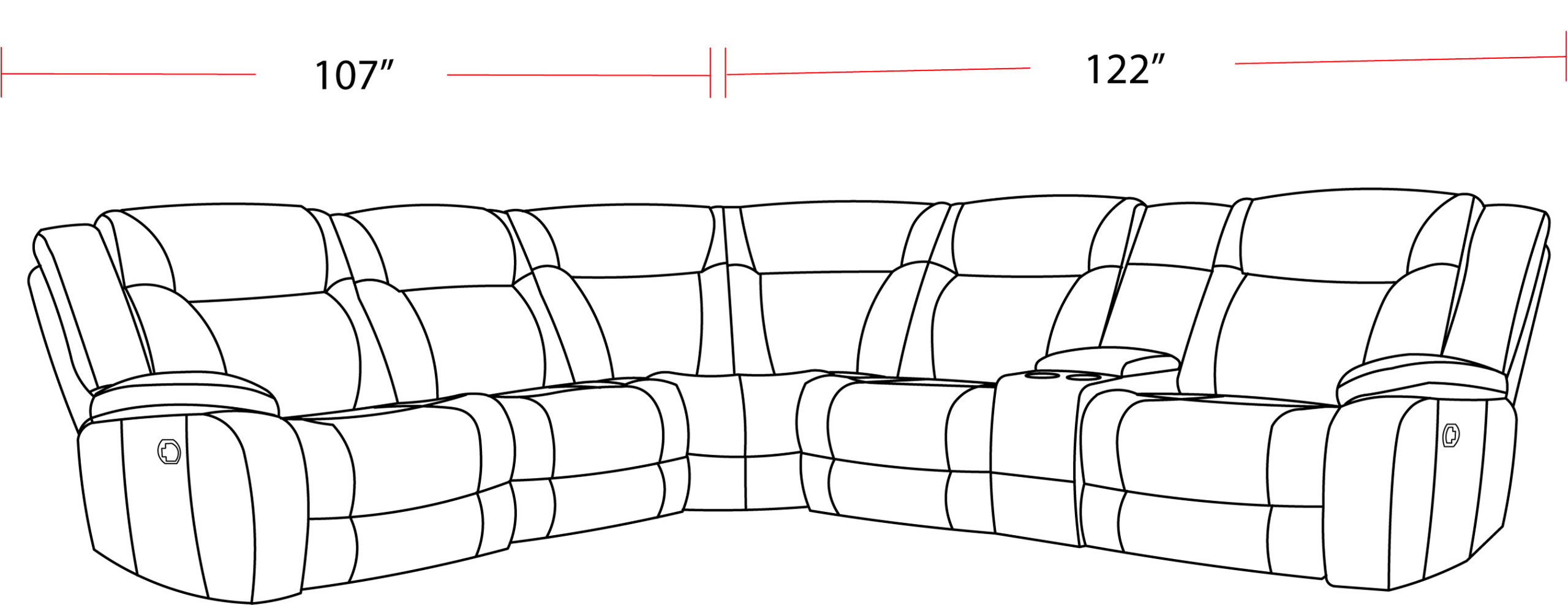 6 Piece Modular Reclining Sectional and Entertainment Console ...