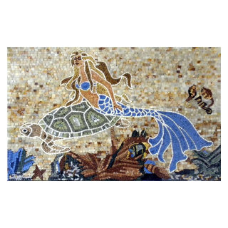 Artistic Mermaid Mosaic, 71" x 47" - Beach Style - Tile Murals - by ...