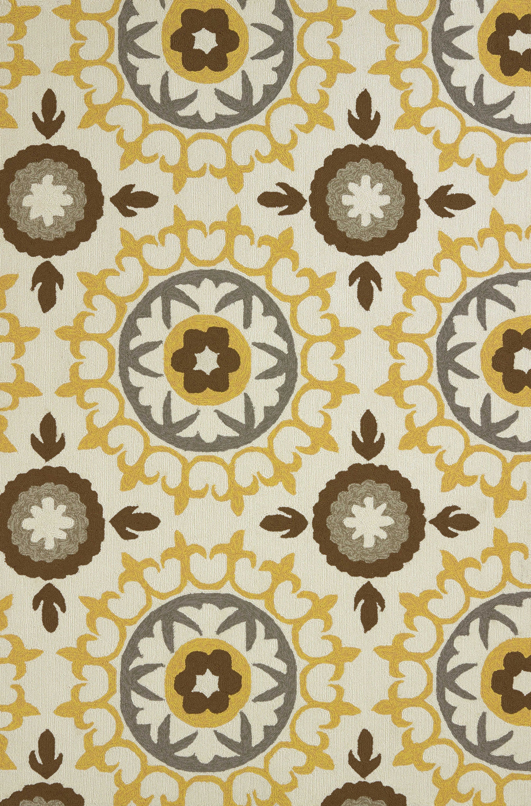 HomeRoots 60" x 90" Yellow Olefin Area Rug, 60" x 90" x 0.47 ...