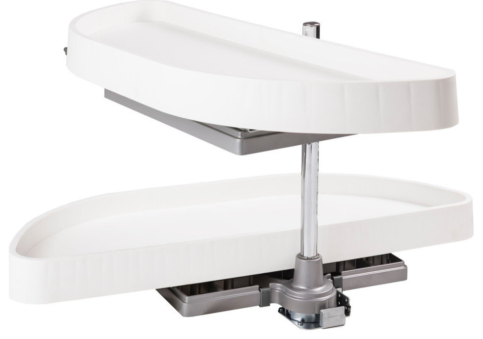 Half-Moon Lazy Susan Set with White Plastic Trays (3 sizes), 32 ...