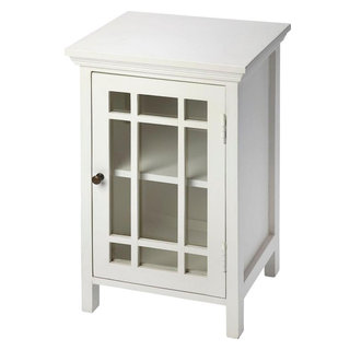 Glossy White Fretwork Cabinet Table - Transitional - Side Tables And ...