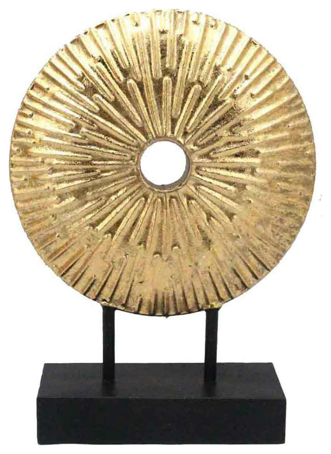 Ec, Gold Metal Disc Sculpture On Base 11.25" - Contemporary ...
