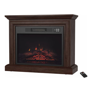 Mobile Electric Fireplace With Mantel, Portable Heater on Wheels With ...