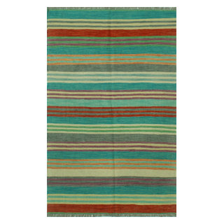 Winchester Kilim Mohidil Red/Green Rug, 3'10x6'3, 3'10x6'3 ...