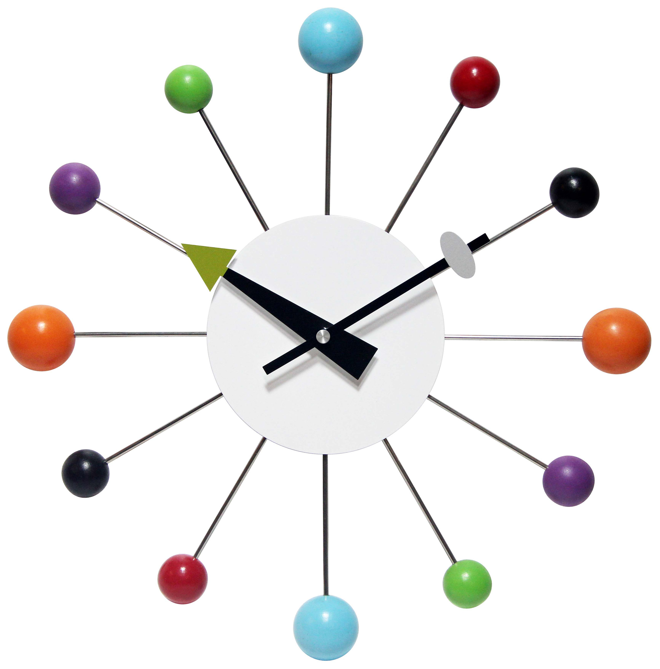 Orb Spoke 15" Mid-Century Modern Wall Clock - Multicolor - Midcentury ...